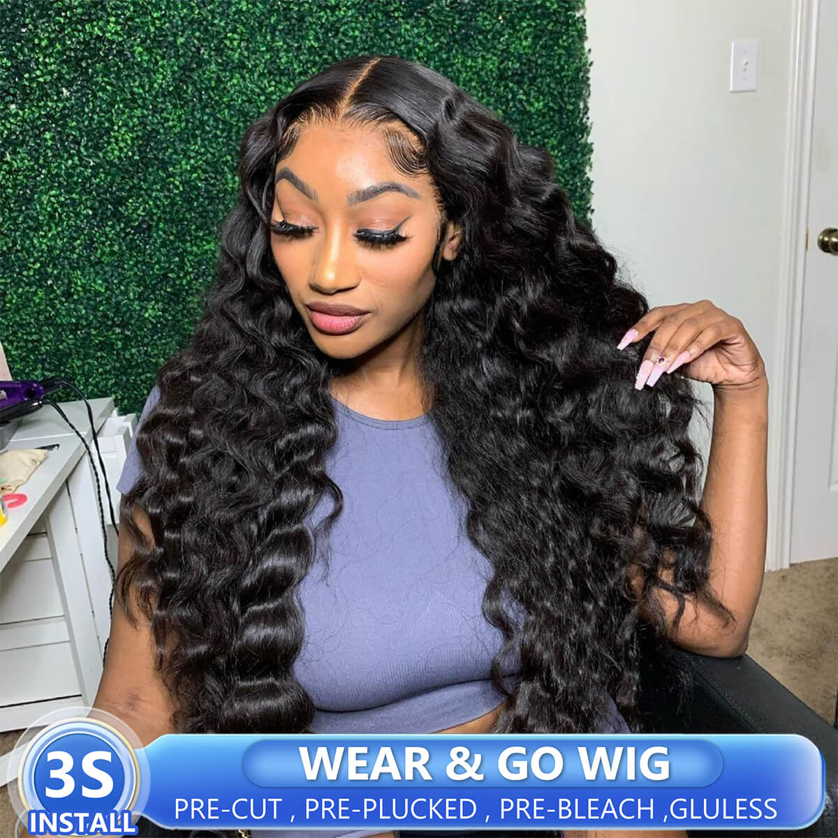 Pre Plucked Loose Deep Wave Wear & Go Pre-Cut Lace Glueless Wig Beginn ...