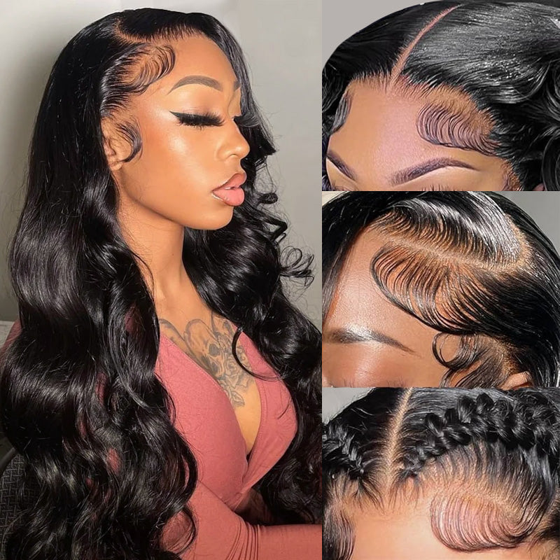 16-40 Inch Body Wave Free Part 13x6 Full Lace Frontal Human Hair Wig N ...