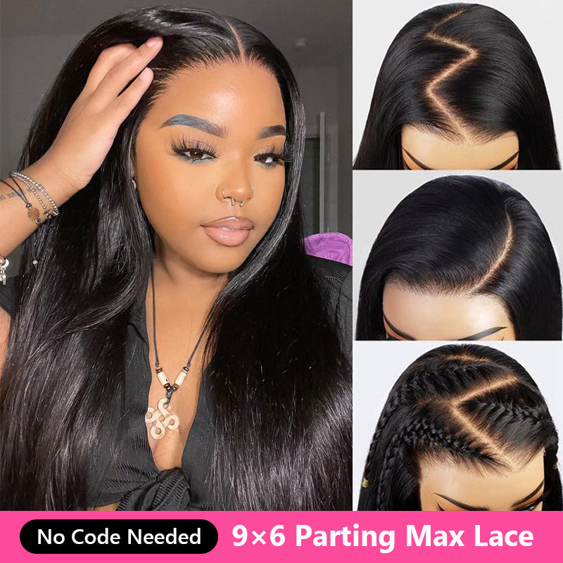 9x6 Max Lace Glueless Straight Human Hair Lace Closure Wig Ready to We ...