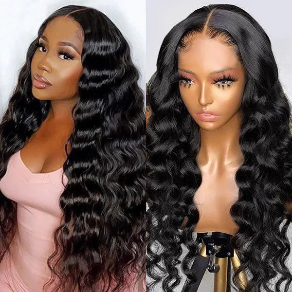 Pre Plucked Loose Deep Wave Wear & Go Pre-Cut Lace Glueless Wig Beginn ...