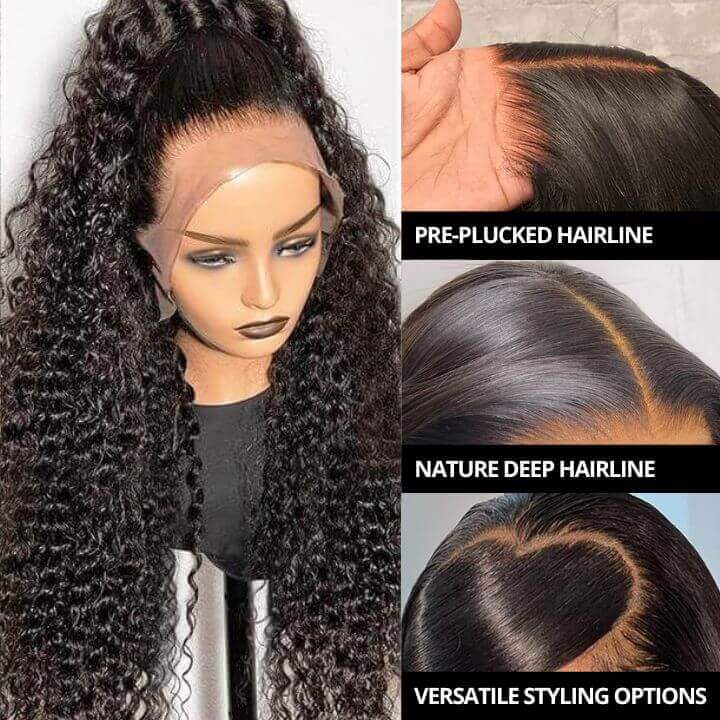 Swiss HD Lace Deep Wave 13x6 Full Lace Frontal Wigs 100% Human Hair Wi ...