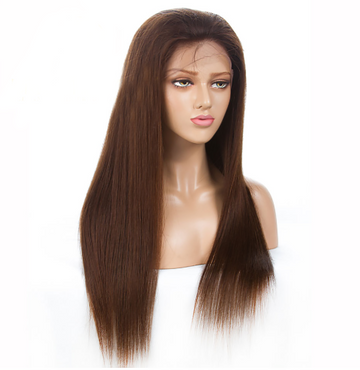 Chocolate Straight Transparent Lace Frontal Wig Pre Plucked With Baby ...