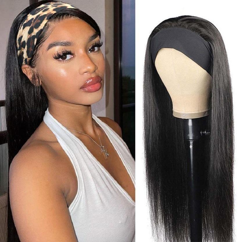 Brazilian Straight Hair Wig Glueless Headband Wig 180%&220% Density Na ...